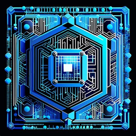 Premium Vector Square Frame Blue Circuit Board Cyber Circuit Digital