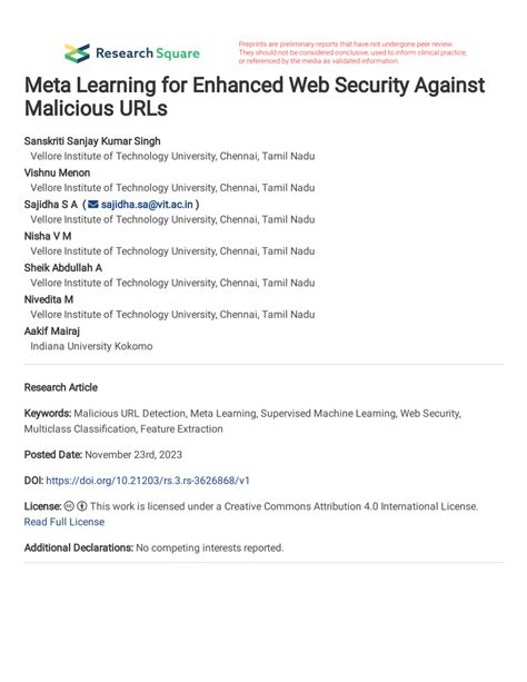 PDF Meta Learning For Enhanced Web Security Against Malicious URLs
