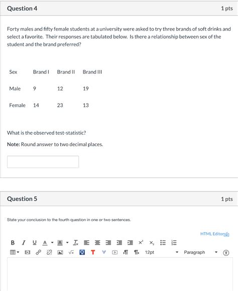 Solved Question 4 1 Pts Forty Males And Fifty Female Chegg Com