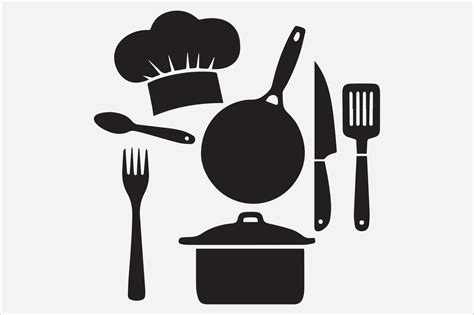 A Set Of Food Icon Silhouette Illustration With White Background