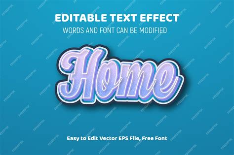 Premium Vector | Home 3d text effect design fully editable vector eps file