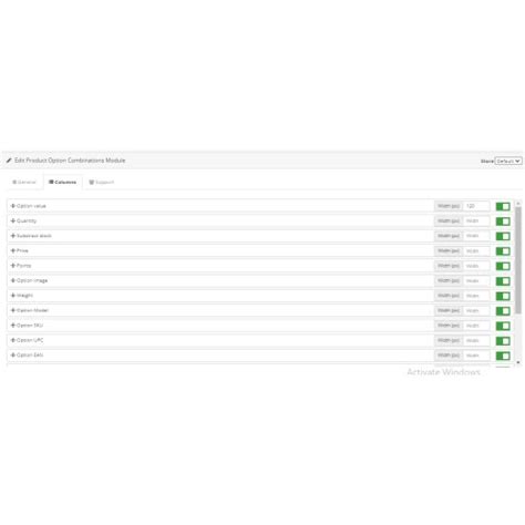opencart product options combinations