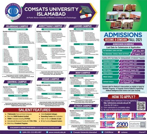 Comsats Lahore Admission 2025 Fall Form Last Date