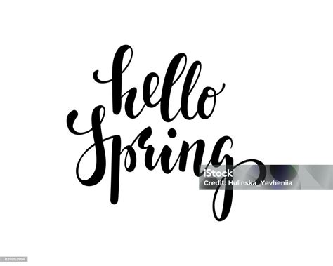 안녕하세요 봄입니다 손 서 예 및 브러쉬 펜 글자를 그려 휴일 인사말 카드 및 초대장 디자인 3월에 대한 스톡 벡터 아트 및 기타 이미지 Istock