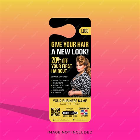 Hair Salon Door Hanger Design Premium Vector