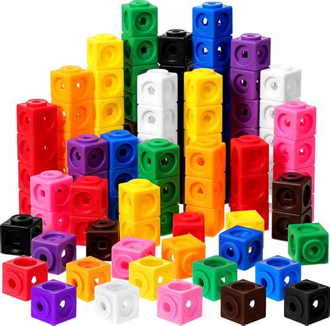 Amazon.com: Jenaai 100 Pcs Linking Cubes Plastic Math Cubes Manipulative Counting Blocks STEM ...