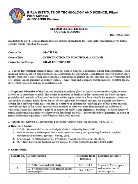 Intro To Functional Analysis Course Pdf Functional Analysis