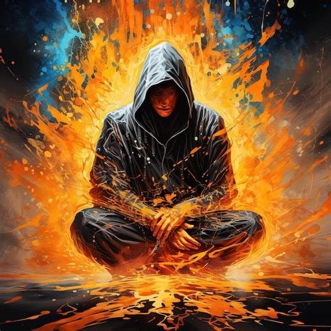 Premium AI Image A Hacker In Abstract Feelings Turns Into A Digital Flow Background Hacker