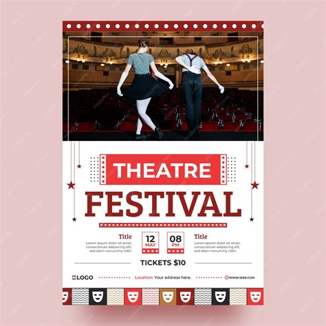 Affiche De Spectacle De Théâtre Design Plat Vecteur Premium