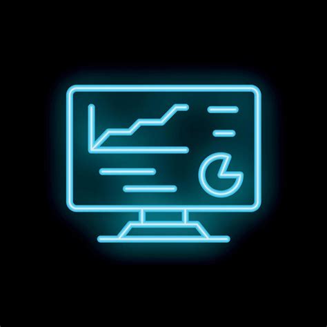 Neon Style Icon Of Computer Screen Displaying Business Analytics And