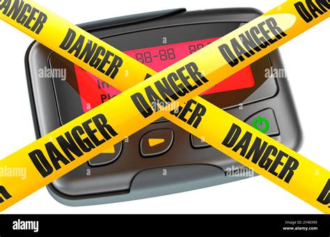 Pager Attack Pager Explosions Concept Pager With Danger Barrier