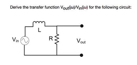 Solved Derive The Transfer Function Voutjwvinjw For The