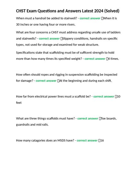 Chst Exam Questions And Answers Latest 2024 Solved Exams Nursing Docsity