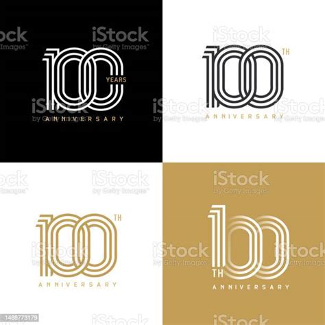 100주년 기념 벡터 번호 아이콘 생일 로고 라벨 검정 흰색 및 줄무늬 번호가 있는 색상 3차원 형태에 대한 스톡 벡터 아트 및 기타 이미지 Istock