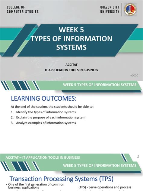Accitat Week05 Types Of Information Systems Pdf Databases Relational Database