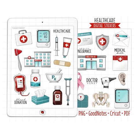 Healthcare Digital Planner Stickers Doctor Appointment Calendar Icons
