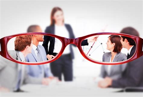 Premium Photo Glasses Against Assertive Businesswoman Giving A Presentation