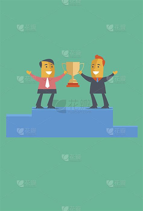 举着奖杯的商人们