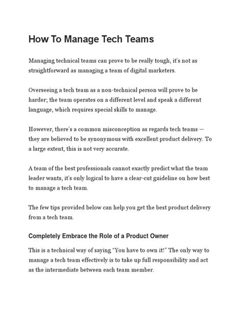 How To Manage Tech Teams Pdf
