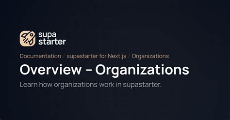 Overview Organizations Nextjs Documentation Supastarter Saas