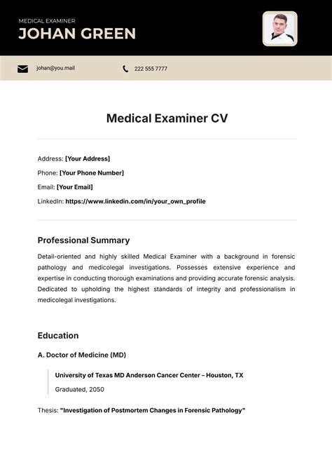 Free Medical Cv Templates To Edit Online And Download