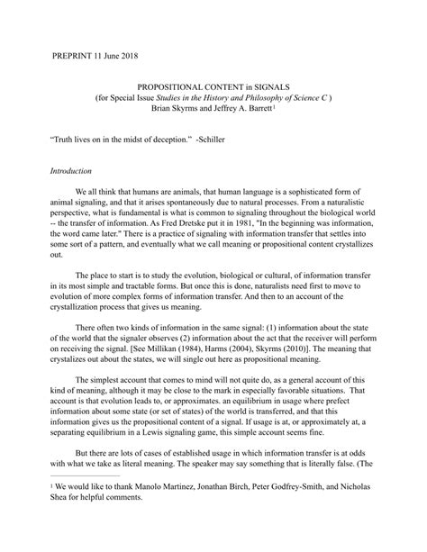 Pdf Propositional Content In Signals