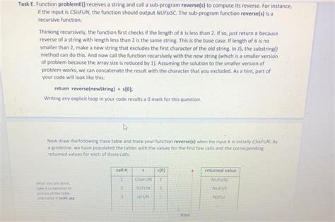 Solved Task E Function Probleme Receives A String And
