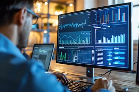 Premium Photo A Man Earnestly Engages In Work While Sitting In Front Of A Computer Monitor His