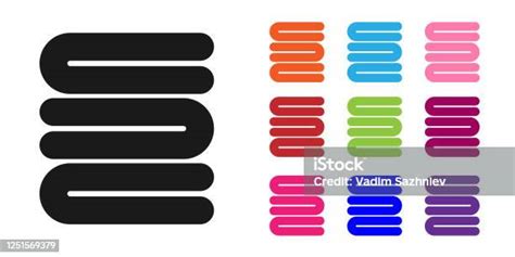 흰색 배경에 격리 된 검은 수건 스택 아이콘 다채로운 아이콘을 설정합니다 벡터 일러스트레이션 가정 생활에 대한 스톡 벡터 아트 및 기타 이미지 Istock