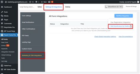 Twilio Integration With Wordpress Form Builder Fluent Forms