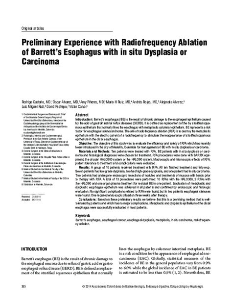 pdf preliminary experience with radiofrequency ablation of barretts