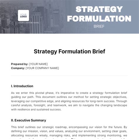 Free Strategy Formulation Brief Template To Edit Online