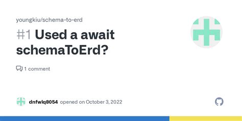Used A Await Schematoerd · Issue 1 · Youngkiu Schema To Erd · Github