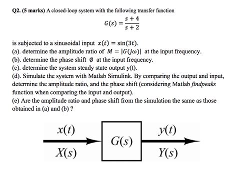 Solved Q2 5 Marks A Closed Loop System With The Following
