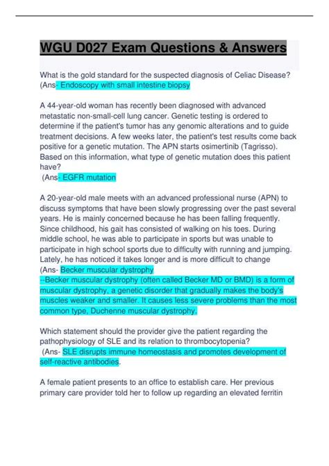 Wgu D027 Exam 100 Verified Questions And Answers Updated A Score