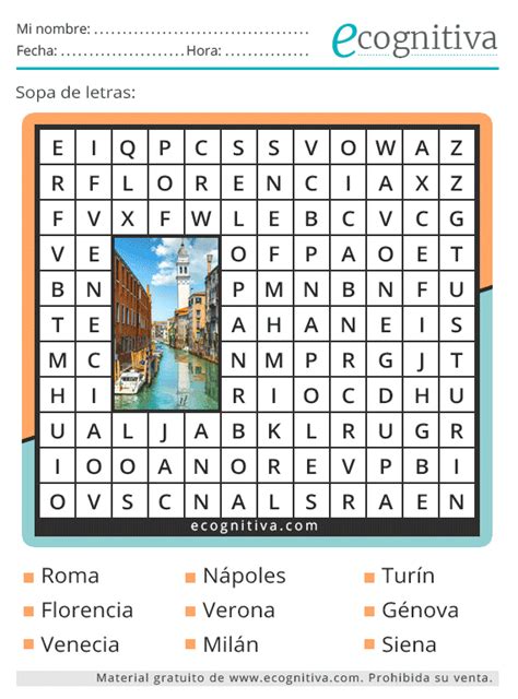 Sopa De Letras De Ciudades Estimulación Cognitiva