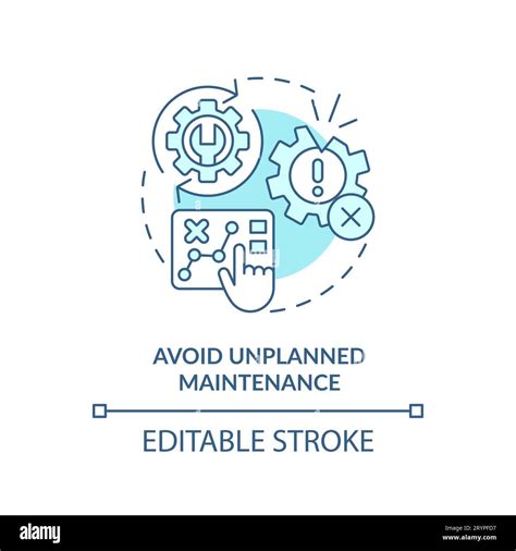2d Thin Linear Icon Avoid Unplanned Maintenance Concept Stock Vector