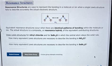 Solved Resonance Structures Are Ways To Represent The