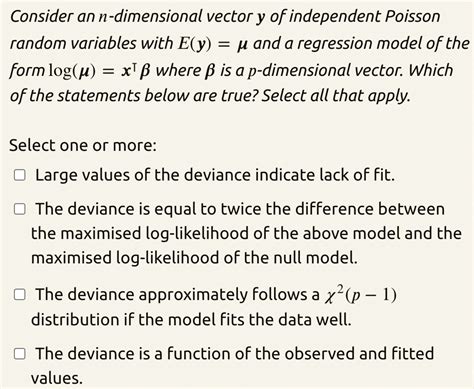 Solved Consider An N Dimensional Vector Y Of Independent Poisson