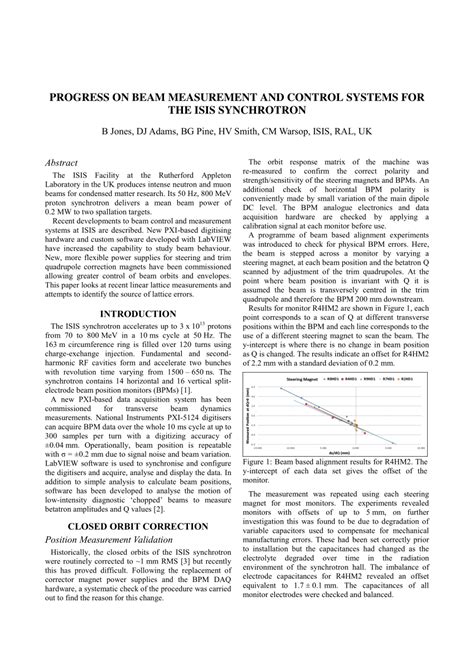 Pdf Progress On Beam Measurement And Control Systems For The Isis