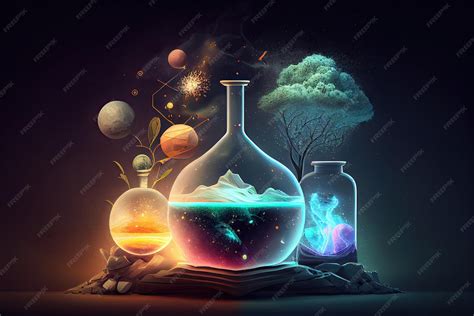 Premium Photo Science Background Illustration Scientific Design Flasks Glass And Chemistry