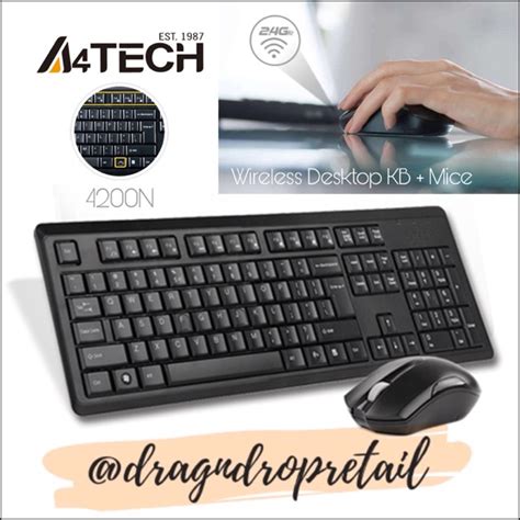 A4tech 4200n Wireless Desktop Keyboard And Mouse Combo Kb Mice Gr 92 G3 200n Shopee
