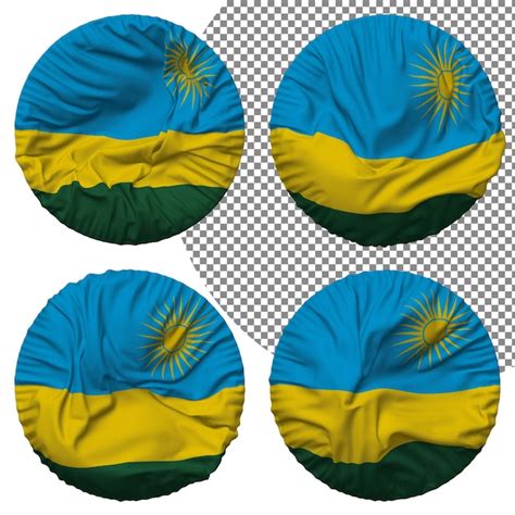 Premium Psd Rwanda Flag Round Shape Isolated Different Waving Style Bump Texture 3d Rendering