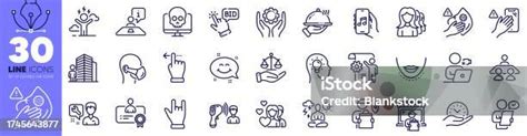 수리공 화상 회의 및 의료 마스크 라인 아이콘 팩 웹앱용 벡터 건강관리와 의술에 대한 스톡 벡터 아트 및 기타 이미지 건강관리와 의술 고객 곡선 Istock