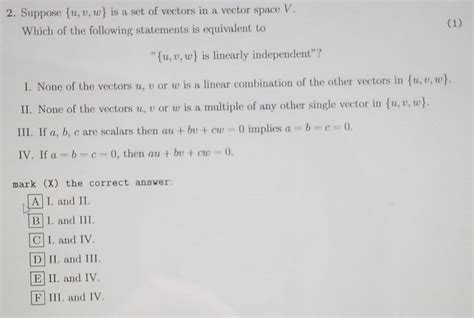 [answered] suppose {u v w} is a set of vectors in a vector space v