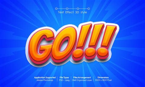 Premium Psd Go Text Effect With 3d Font Style