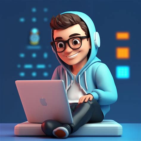 Premium Photo Happy Cartoon 3d Programmer Hacker Premium Photo Happy Cartoon 3d Programmer Hacker