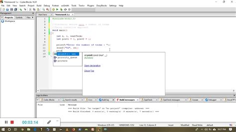 fibonacci series programming in c and recursive method youtube