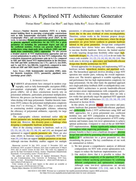 proteus a pipelined ntt architecture generator pdf applied