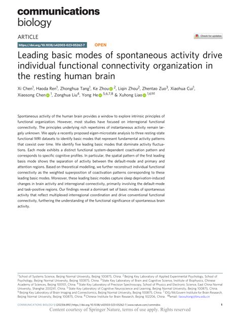 Pdf Leading Basic Modes Of Spontaneous Activity Drive Individual